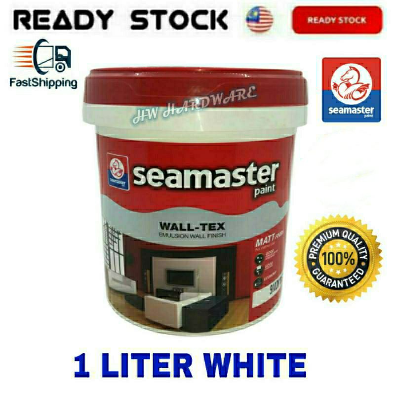 ⭐1 LITER SEAMASTER WALL TEX MATT FINISH EMULSION PAINT WHITE / BLACK ...