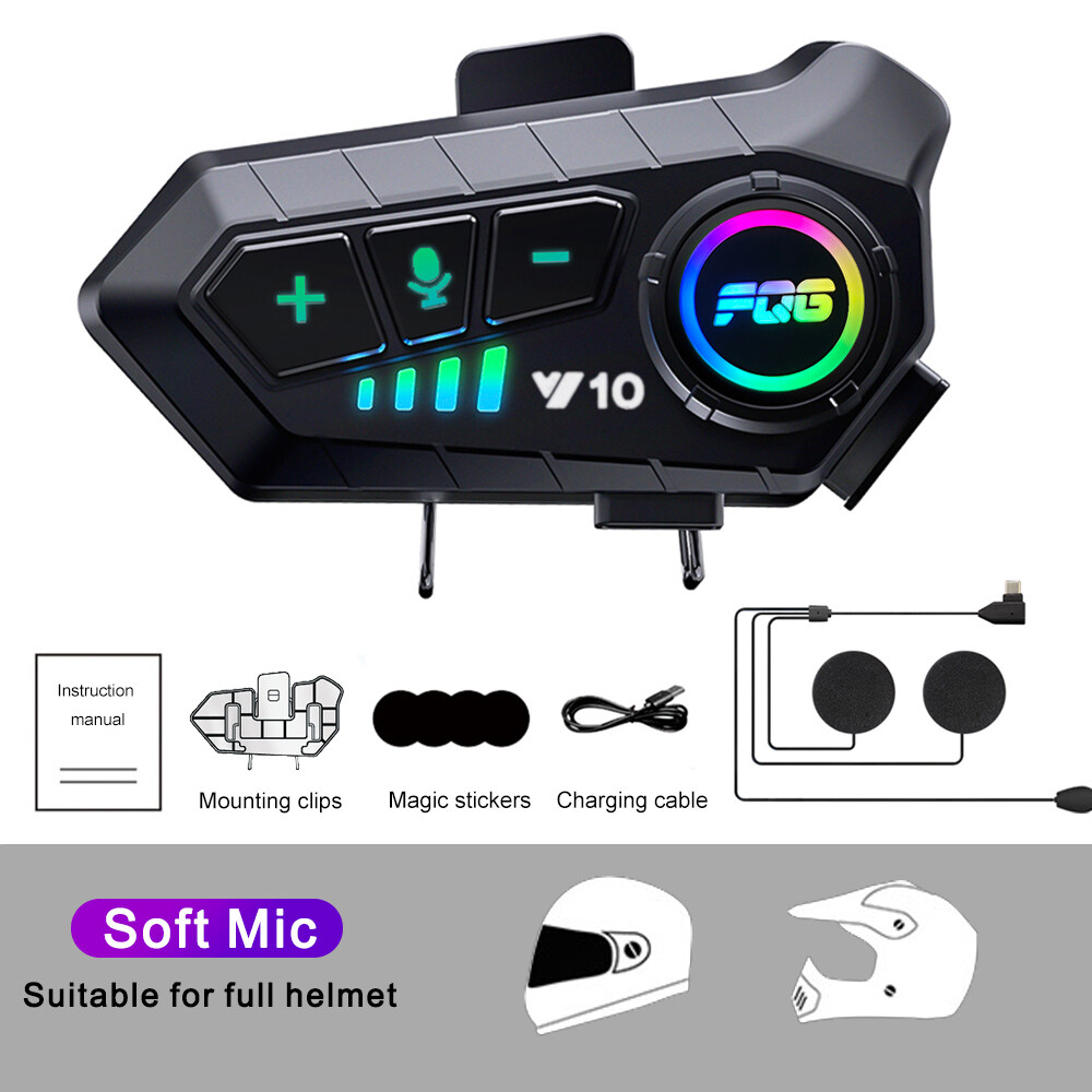 Motorcycle Helmet Intercom Bluetooth Headset For 2 Rider ...