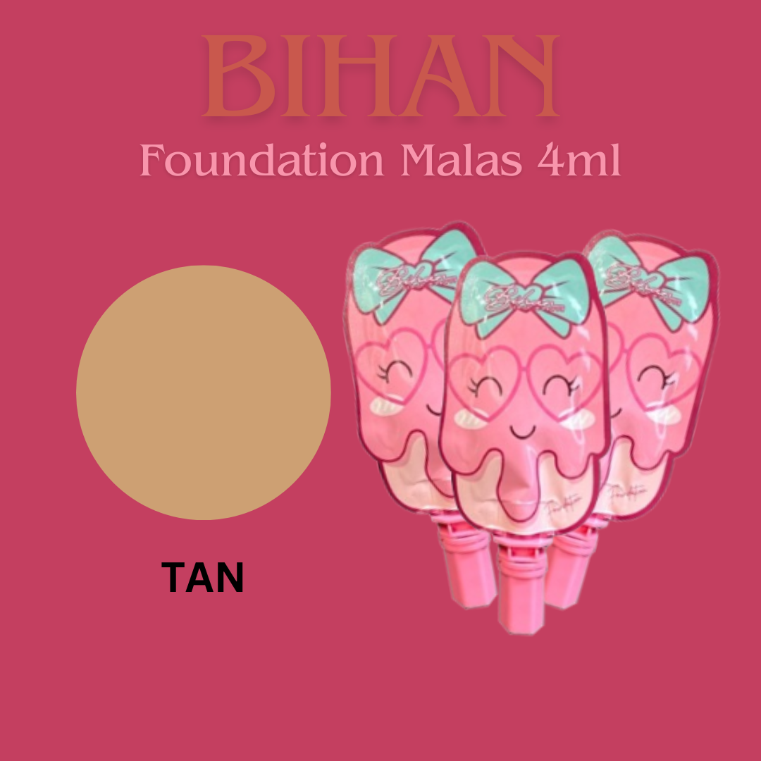 💖BIHAN Foundation Liquid Malas 3ml | 3 Code Available Beige/Light ...