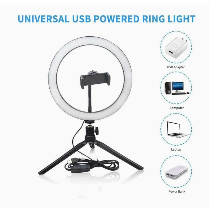 20cm Dimmable LED Studio Ring Light Photography With Mobile Holder ...