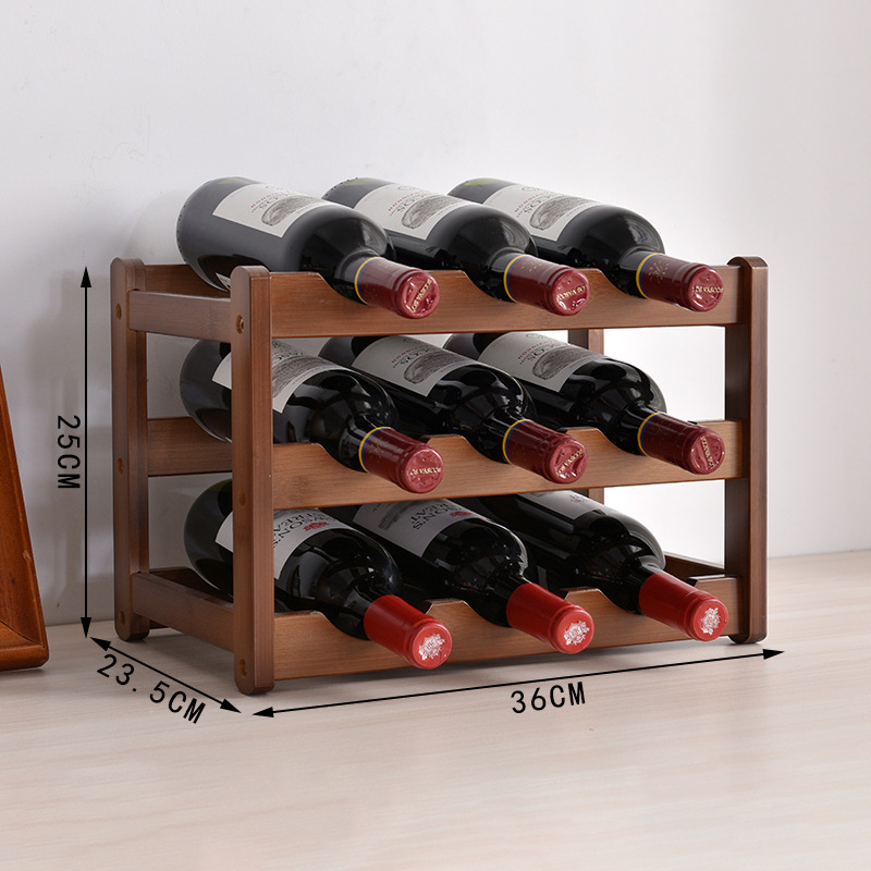 Finelife solid wood wine rack home desktop red wine display rack light ...