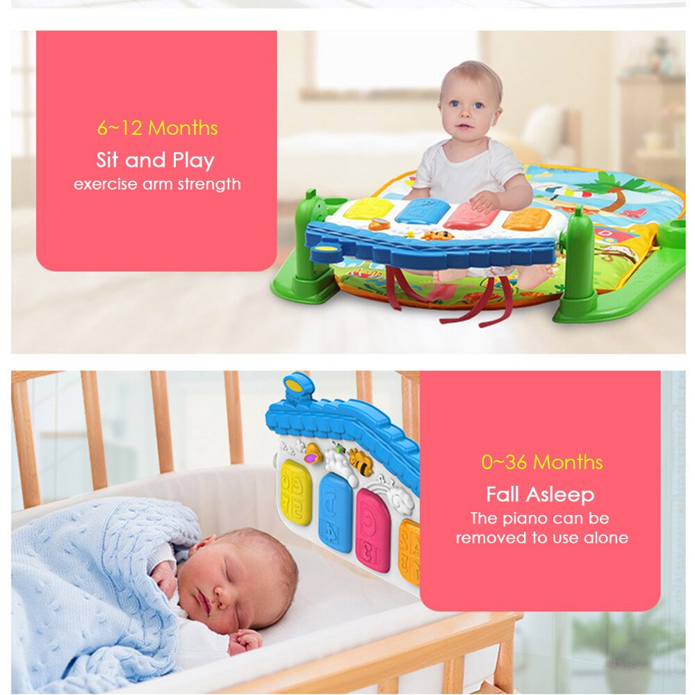3 In 1 Huanger Baby New Born Piano Fitness Play Gym With Rattles and ...