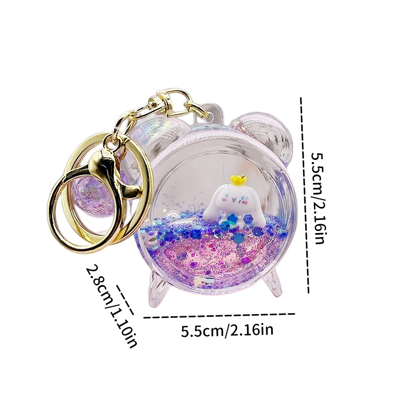 Sanrio Cartoon Cute Keychain Anime Cinnamon Dog Quicksand Key Chain ...
