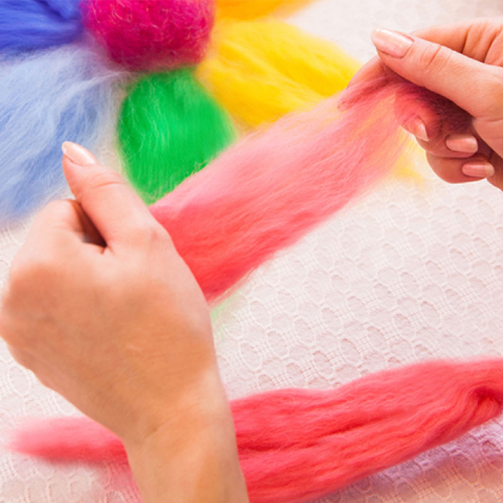 50g Wool Felt Fibre 15 Colors Soft Roving Felt Fabric Toys Wool ...