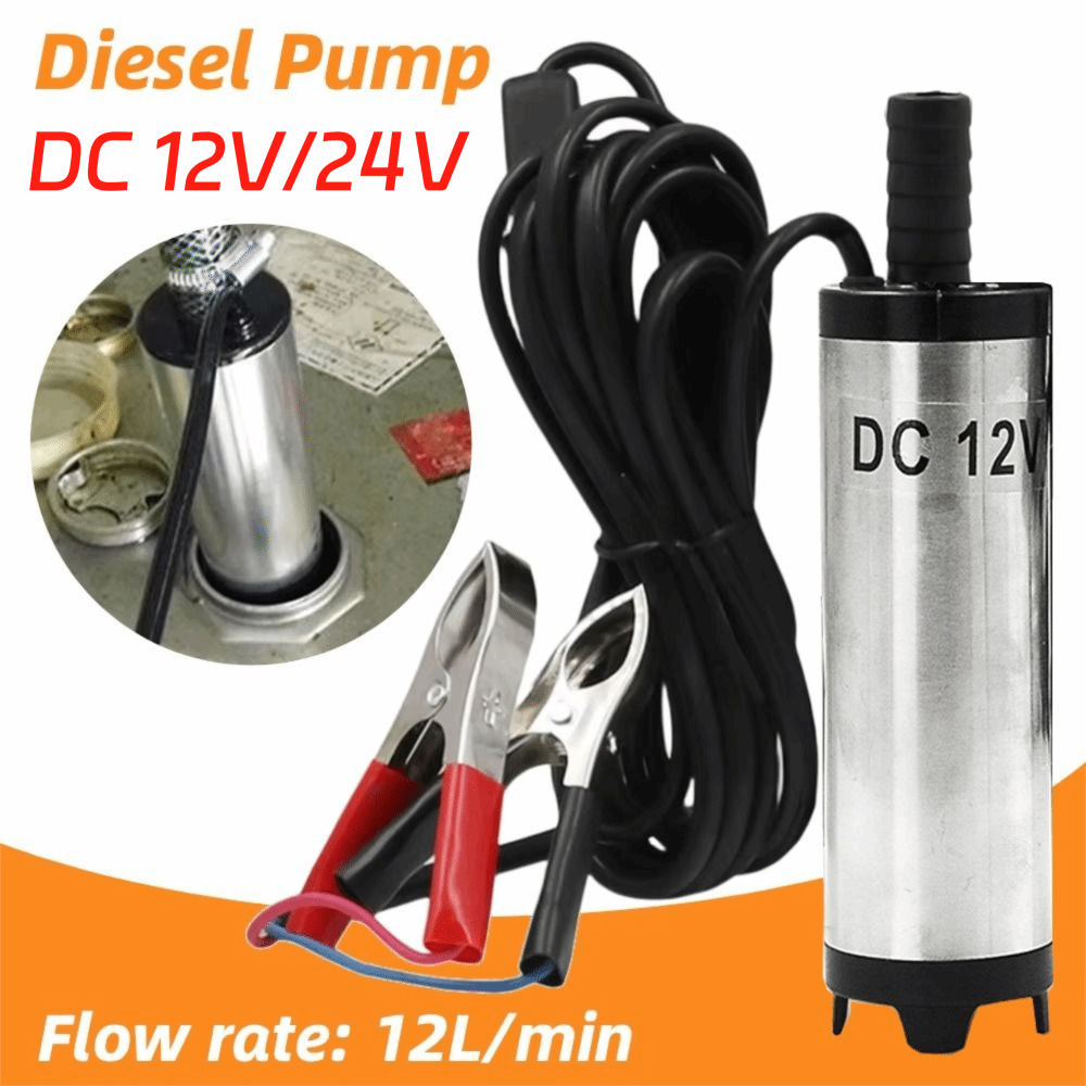 Portable 12V/24V DC Electric Fuel Transfer Pump 38mm Port Corrosion ...