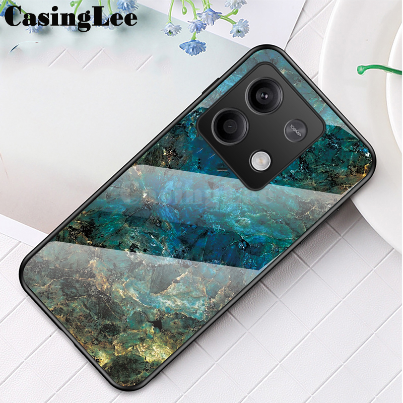For Xiaomi Poco X6 NEO case Fashion Marble Tempered Glass Protector ...