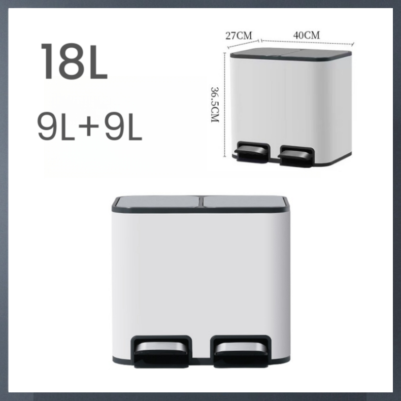 18/40L stainless Kitchen waste segregation recycle trash bin with cover ...
