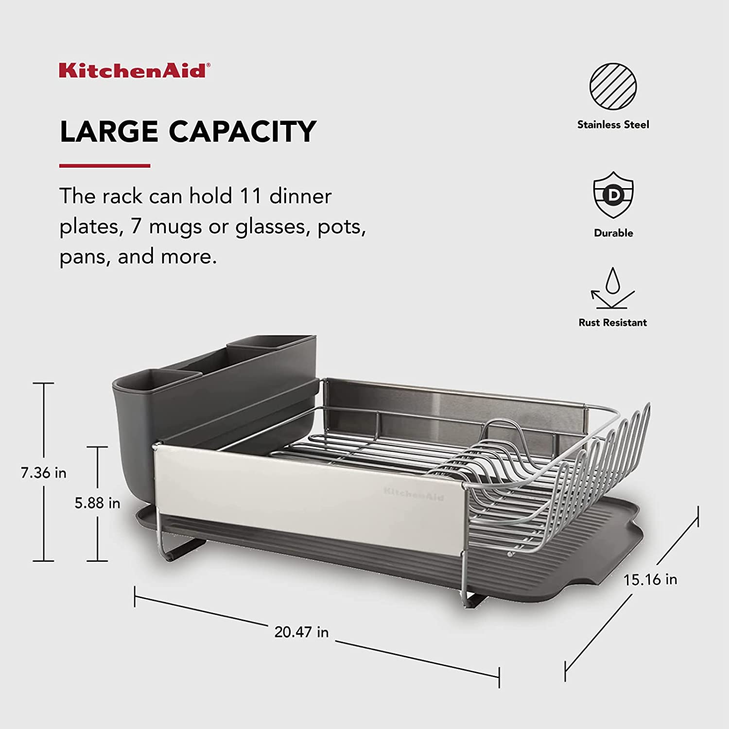 KitchenAid Full Size Stainless Steel Kitchen Sink Dish Plate Sink ...
