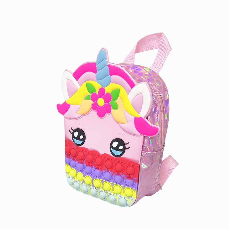 Unicorn Backpacks Kids Fidget Toys Anti Stress POP Its Kawaii Shining ...