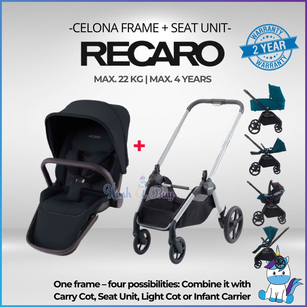 Recaro Celona Frame Silver + Recaro Seat Unit Select Night Black for ...