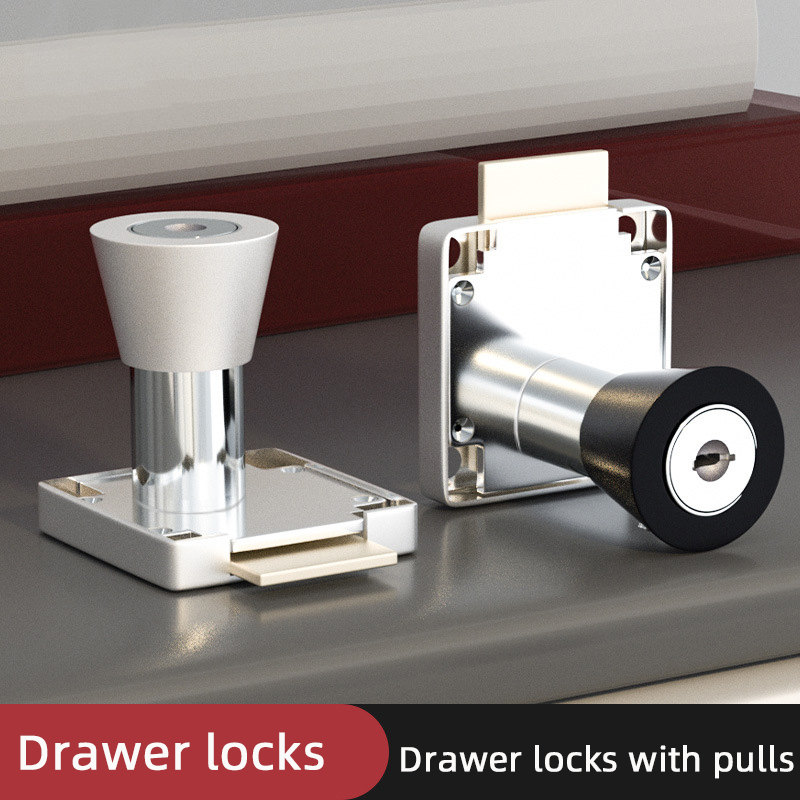 Drawer Lock Cabinet Door Lock With Handle Desk Concealed Closet Lock ...