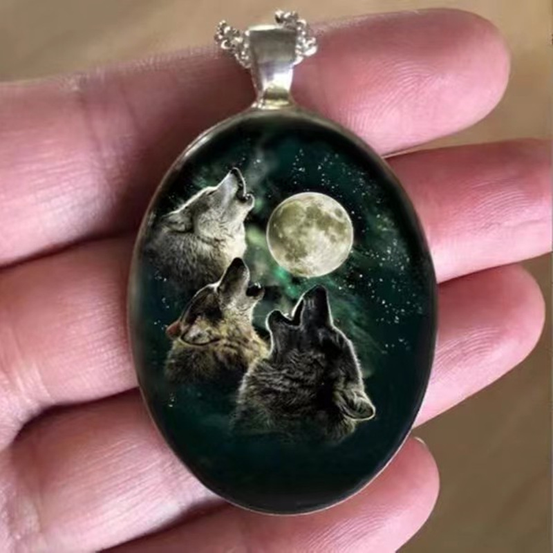 【Mega Sale】temu Creative Drop Pendant Jungle Beast Whooping Moon Wolf ...