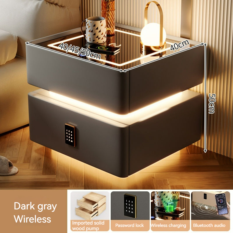 3 in 1 Smart Bedside Table Modern Misple Solid Wood Bedside Cabinet ...