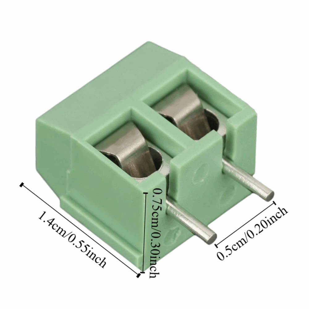 50PCS Universal 2 Pin Screw Terminal Block 5mm Pitch Green Color ...