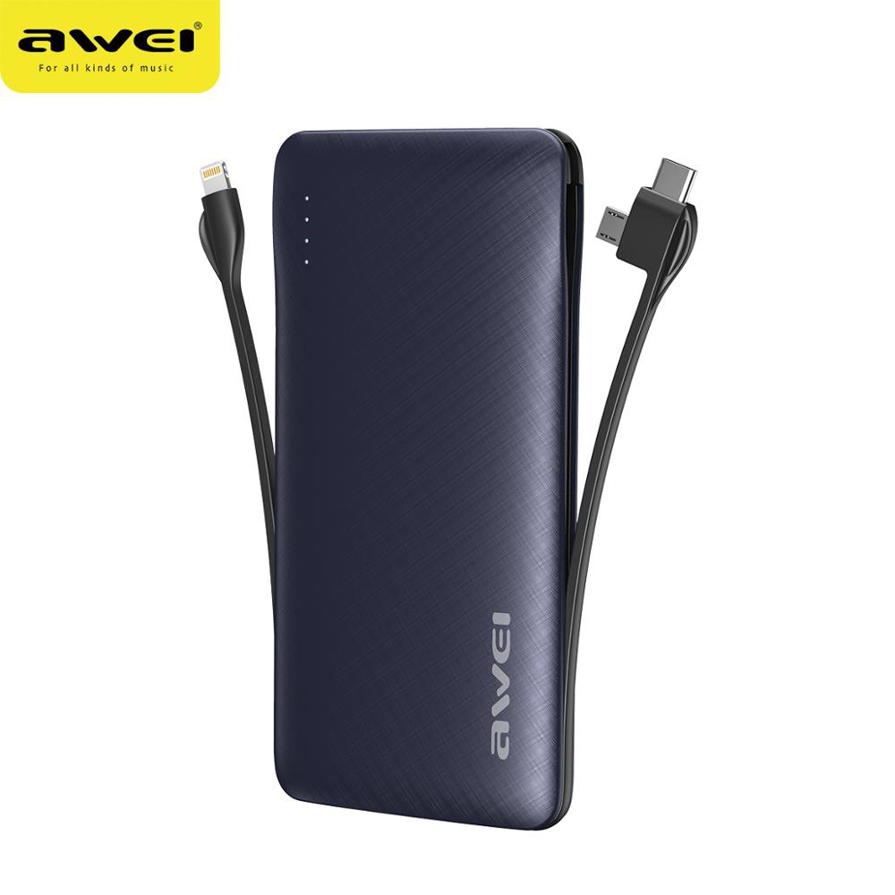 Awei P12K 10000mAh Multiple Output Portable Power Bank with Built-In ...