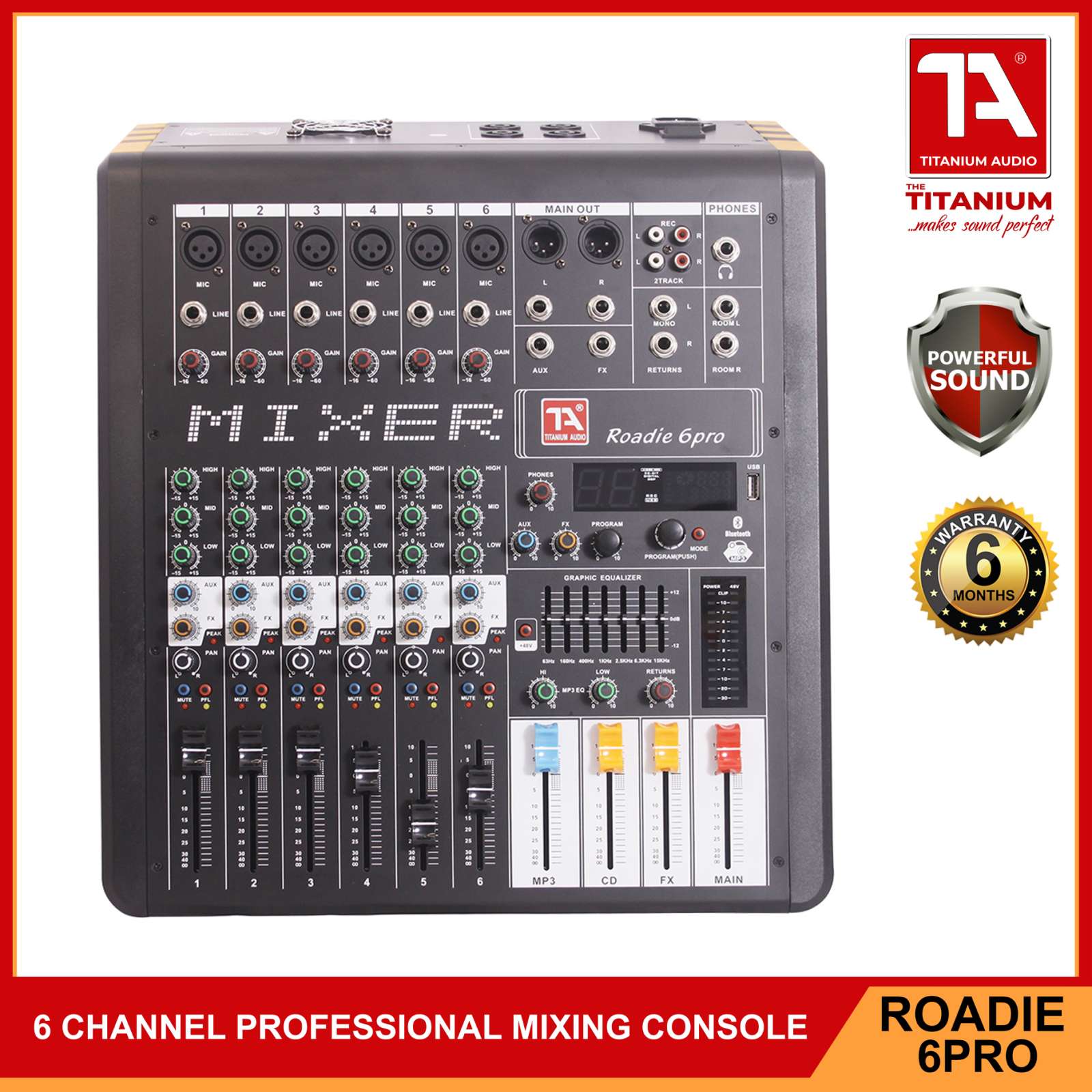 Titanium Audio Roadie 6Pro Powered Mixer / Curve 6 Channel Powered ...