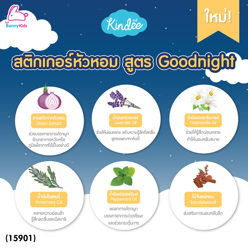 (15901) Kindee (คินดี้) Onion Sticker สติกเกอร์หัวหอม สูตรกู๊ดไนท์ (1 ...