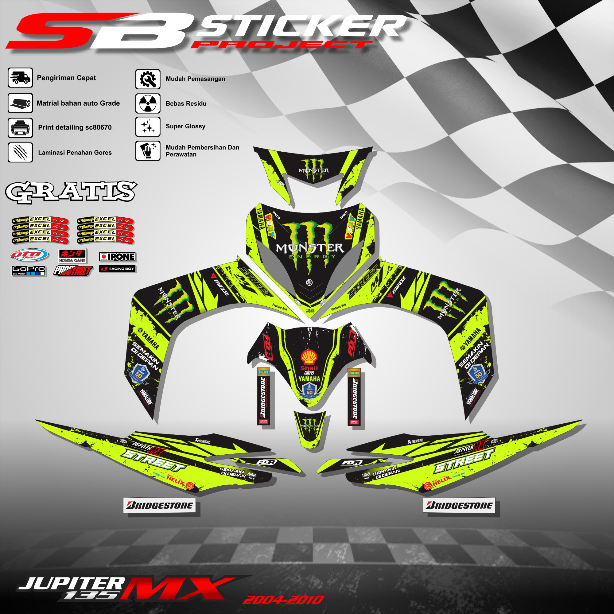 DECAL FULL BODY JUPITER MX OLD 2004-2010 - DECAL STICKER FULL BLOCK ...