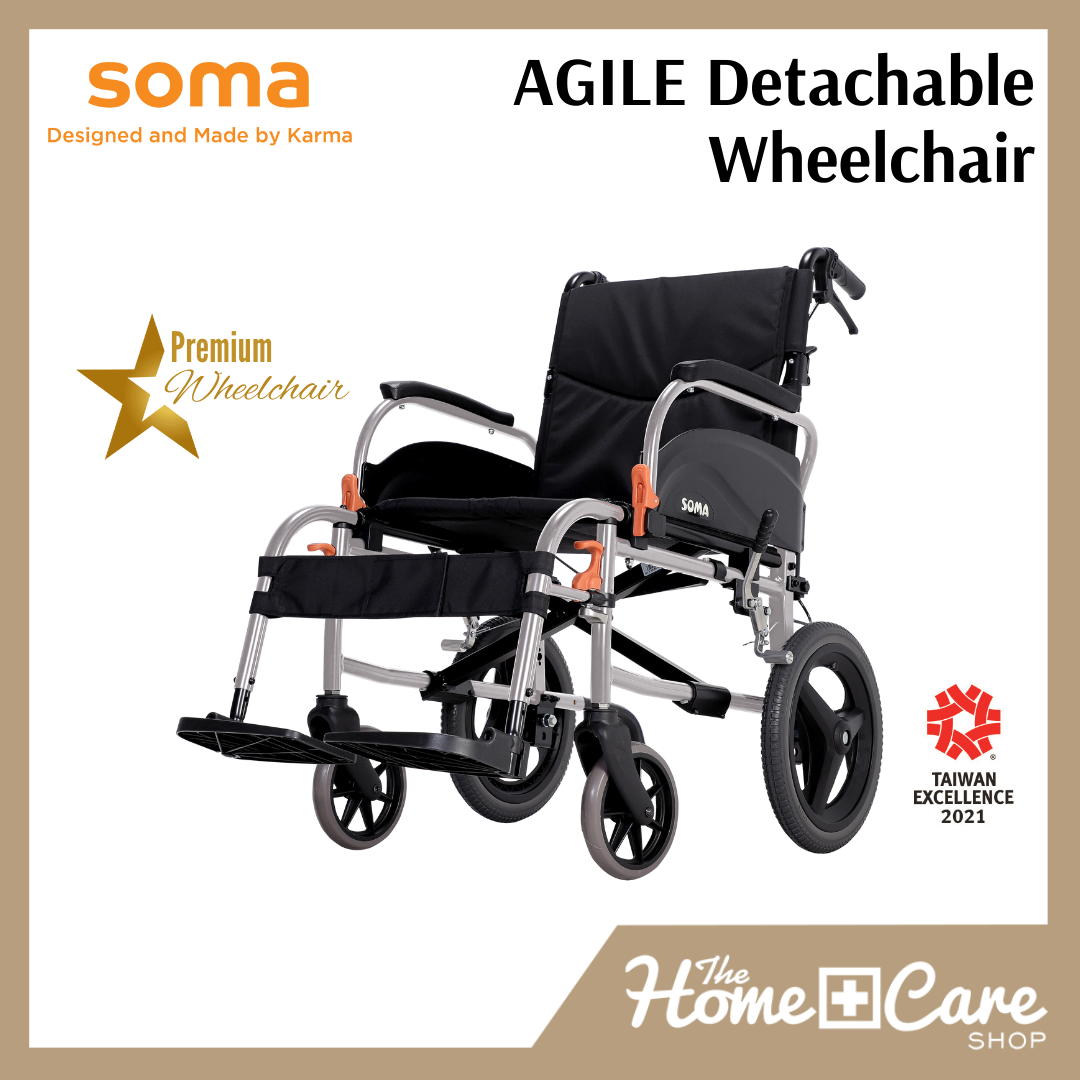 SOMA AGILE Detachable Wheelchair 12.7kg 22" Wheels | Premium Wheelchair ...