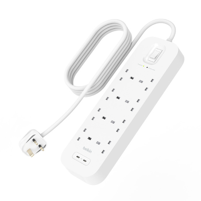 BELKIN SRB004AF2M (2 USB-C PORTS) 8 PLUGS EXTENSION SOCKET SURGE ...