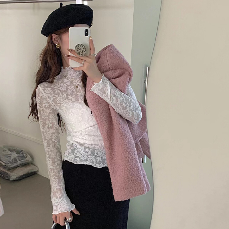 Gentle Sweet Half-high Collar Lace Bottoming Shirt Autumn Inner Wear ...