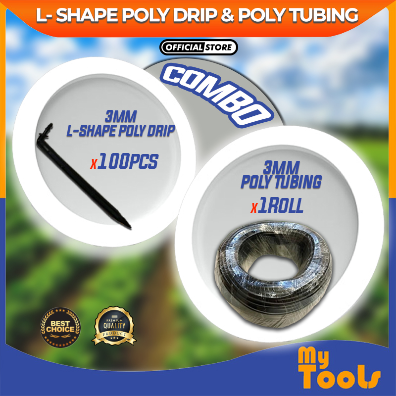 Mytools [COMBO] 3mm L-Shape Poly Drip & 3mm x 80m Drip Irrigation Poly ...