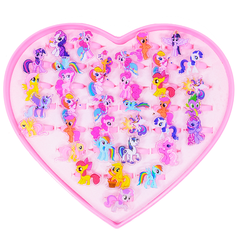10/20Pcs MINISO Cartoon Animal unicorn My Little Pony Rings Acrylic ...