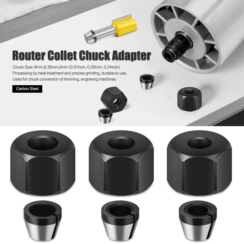 High Quality 6mm 6.35mm 8mm Collet Chuck With Nut Carbon Steel Router ...