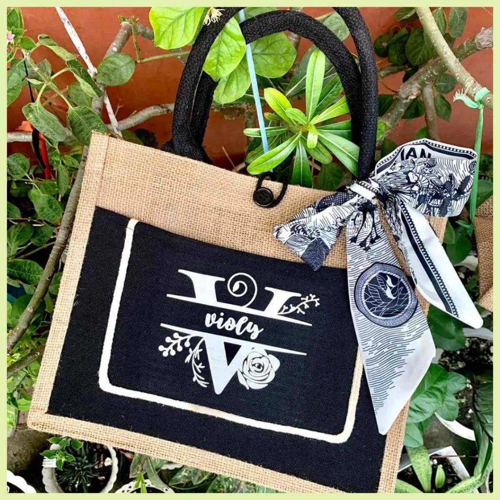 Custom ABACA BURLAP TOTE BAG High Quality - With Scarp | Lazada PH
