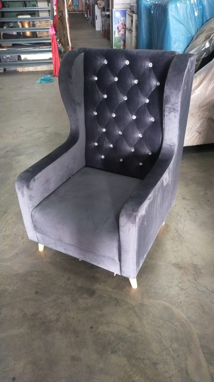 Red / Grey Fabric Wing Chair Kain | Lazada