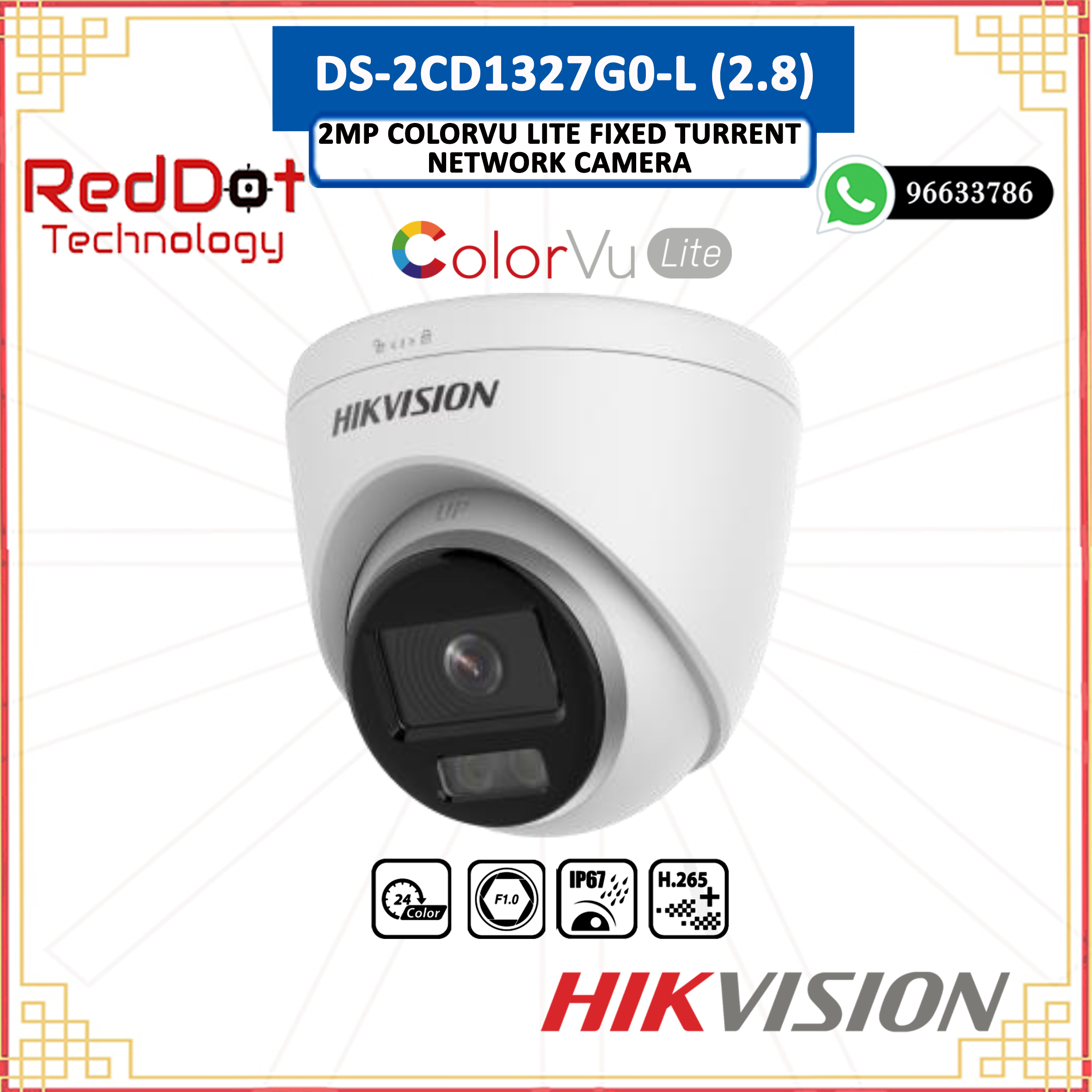 HIKVISION DS-2CD1327G0-L (2.8) ColorVu Full-Time Color Night Vision ...