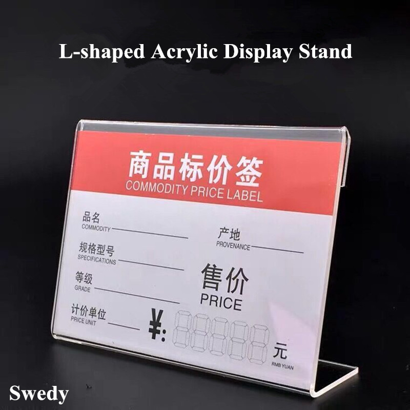 【yuliang shopping mall】10 Mini Clear Plastic Sign Holder Stand L-Shape ...