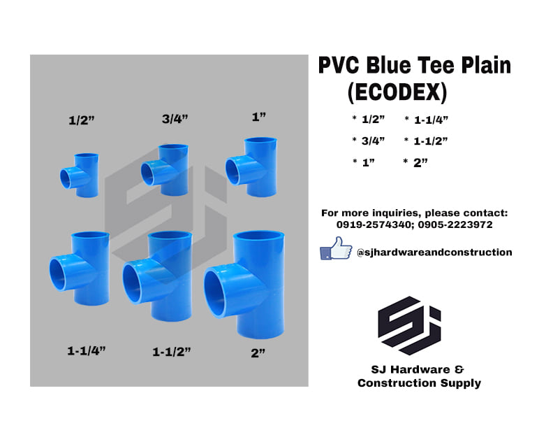 PVC BLUE TEE PLAIN 90" 1/2" / 3/4" / 1" / 1-1/4" / 1-1/2" / 2" | Lazada PH