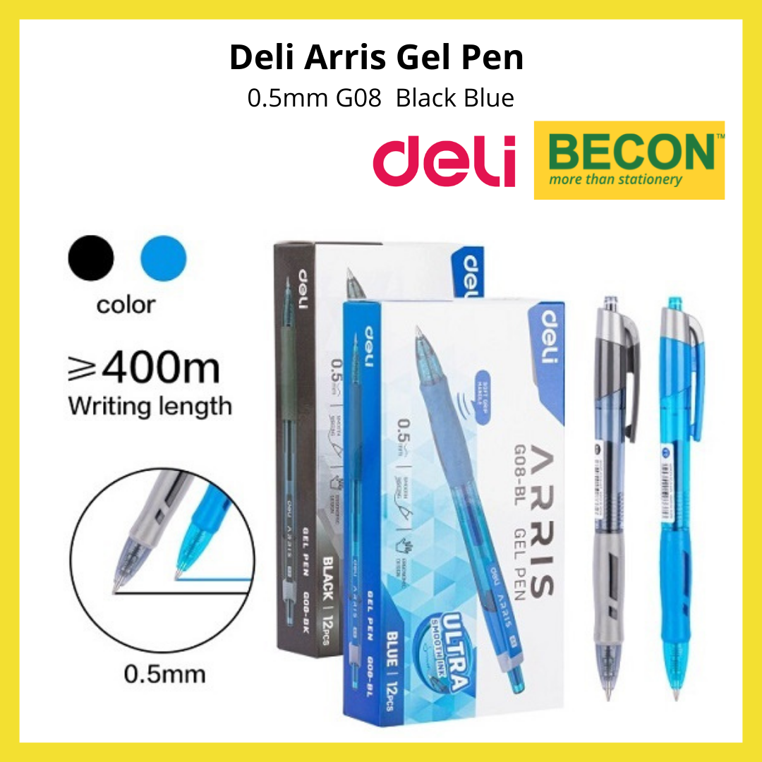 Deli Arris Gel Pen 0.5mm G08 Black Blue | Lazada