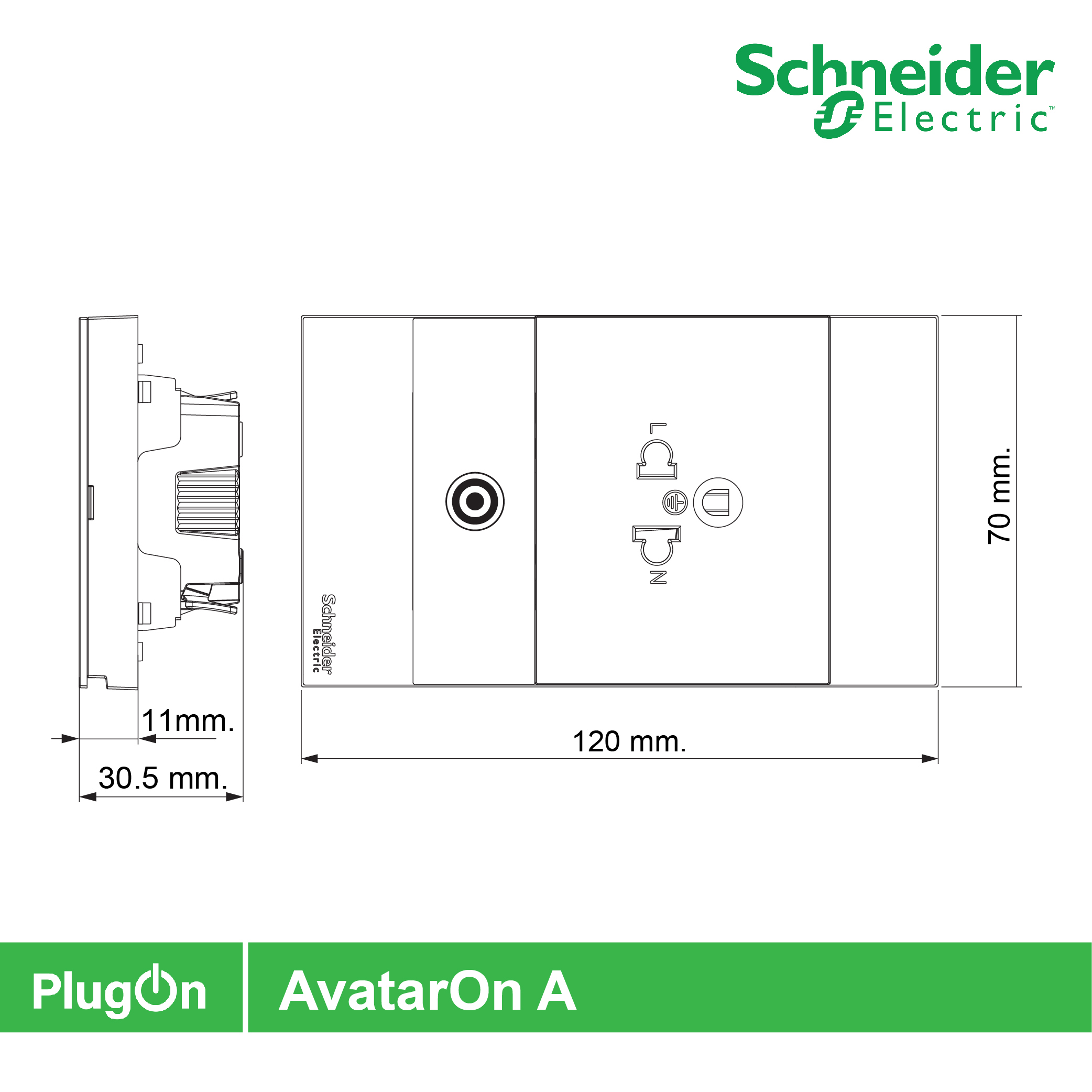 Schneider Electric ชุดเต้ารับ 3 ขา + เต้ารับ TV สีขาว Single Socket 3 ...