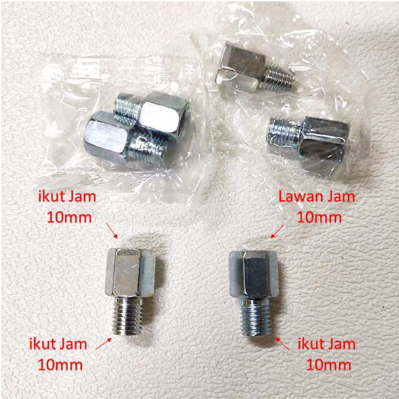 (1 Biji)Side Mirror Skru Screw Motorcycle Honda Yamaha Extend Adapter ...