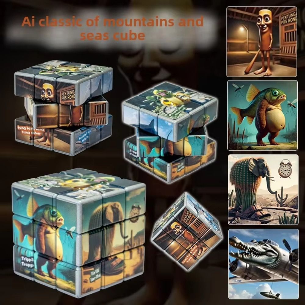 Children Gift 3×3 Speed Tung Sahur Cube Interaction Toy Multi-Element ...