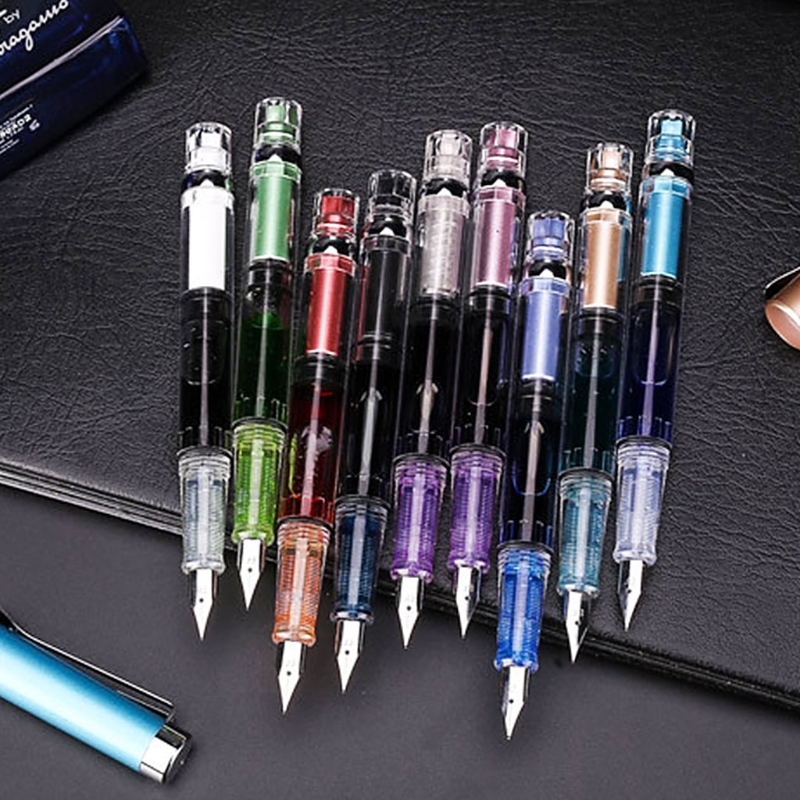 【The Quiet Page】Colorful Transparent Fountain Pen Fine Nib Students ...