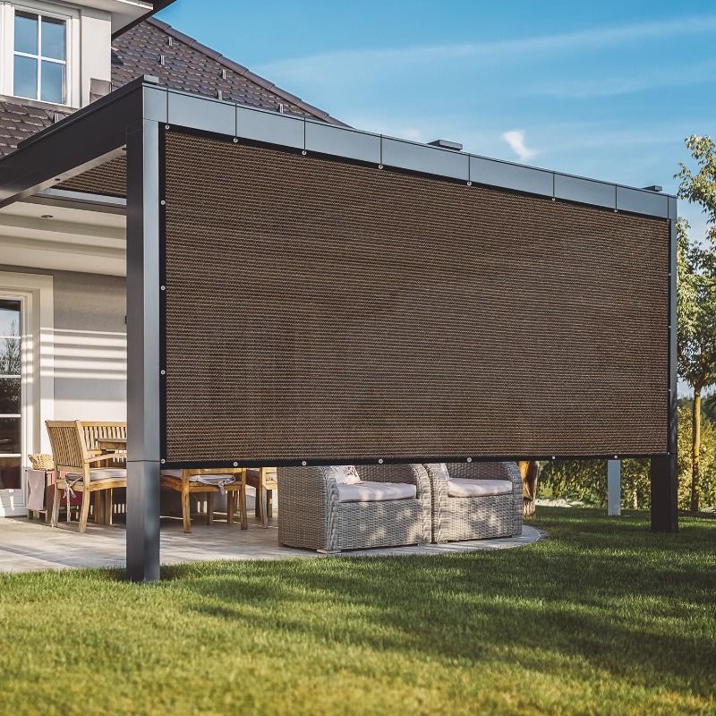 Brown Sun Shade Net Fence Outdoor Garden Sail Shade Anti-UV Canopy ...