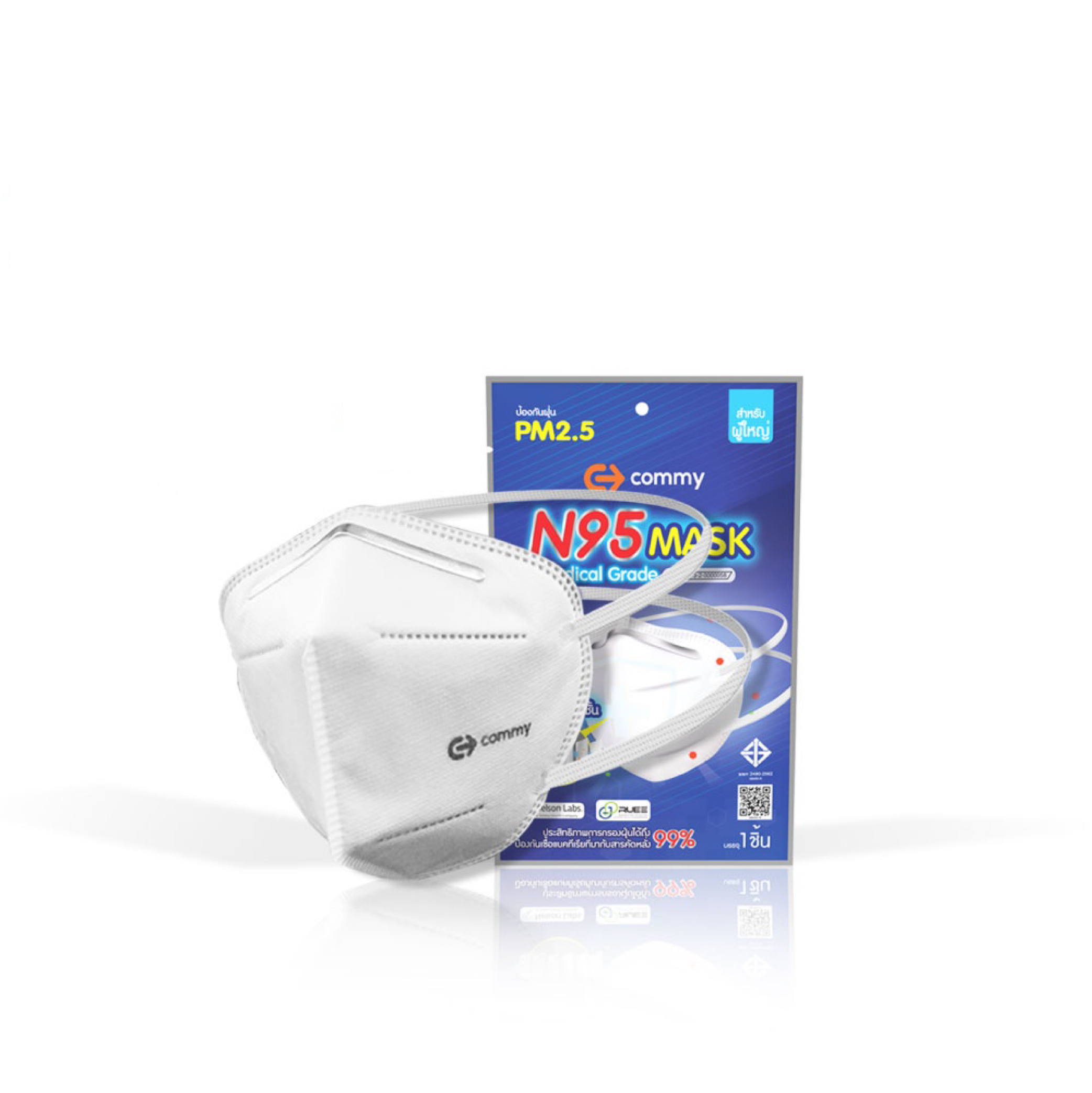 COMMY N95 MASK แบบคล้องศีรษะ ป้องกันฝุ่น Pm2.5 ฝุ่นอนุภาคขนาดเล็ก0.3 ...