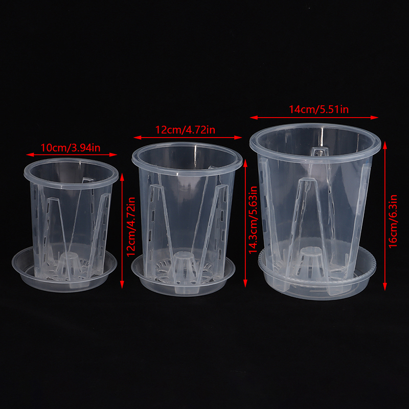 Root Control Transparent Flower Pot With Tray For Phalaenopsis Orchid ...