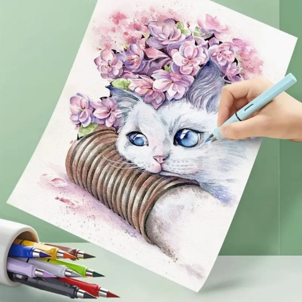 12 Color Straight Pencil Colored Permanent Pencils Black Technology ...