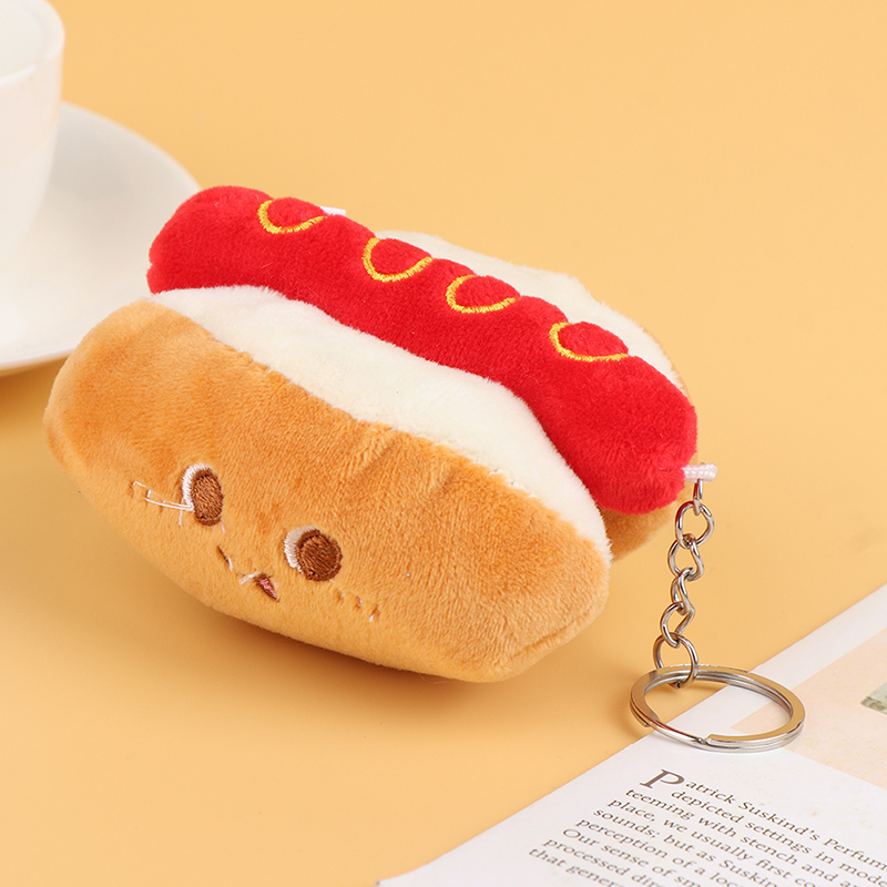 1Pc Food Plush Keychain Hamburger Hot Dog French Fries Doll Soft ...