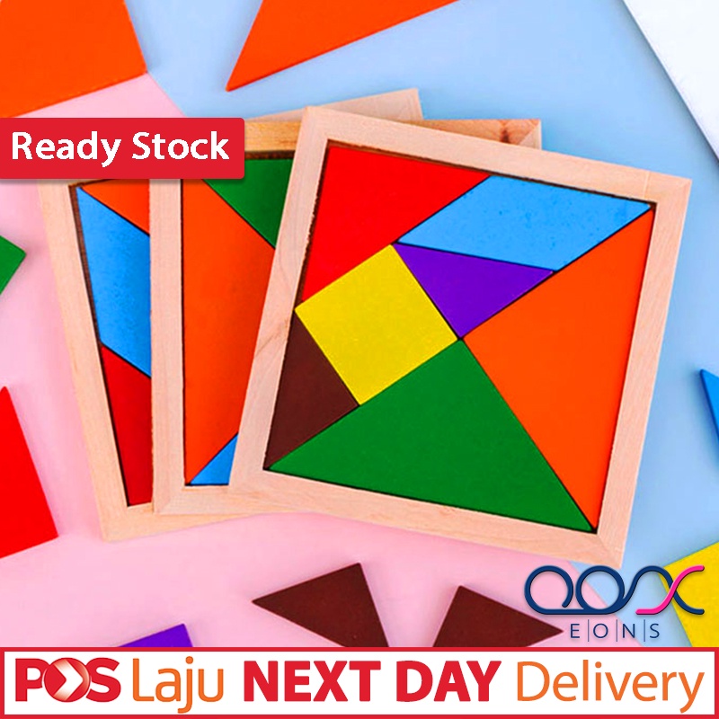 COGNITIVE ENGAGEMENT 💖 Wooden Tangram Puzzle Shape Blocks Jigsaw ...