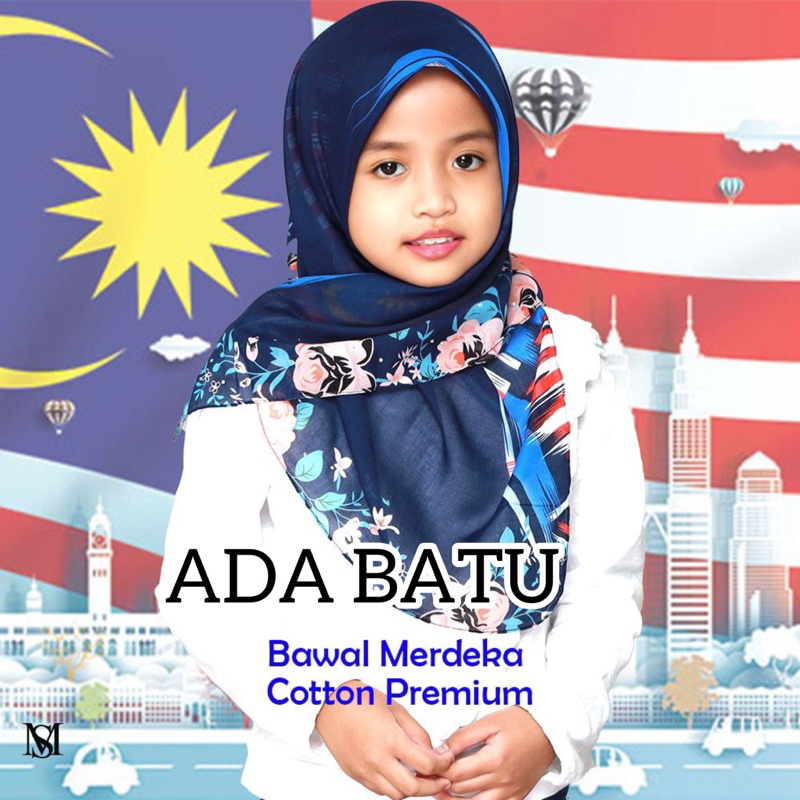 BAWAL MERDEKA/TUDUNG MERDEKA/BAWAL COTTON BIDANG 45/BIDANG 50/CORAK ...