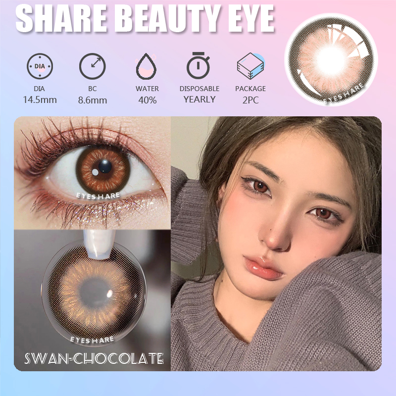 Eyeshare SWAN Contact Lenses 1 Pair 14.5mm Chocolate Blue Gray Green ...