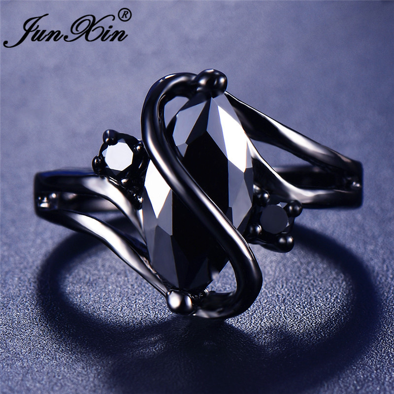 【Jiaxiangchang Store】JUNXIN Unique Black Zircon Male S Wave Ring ...