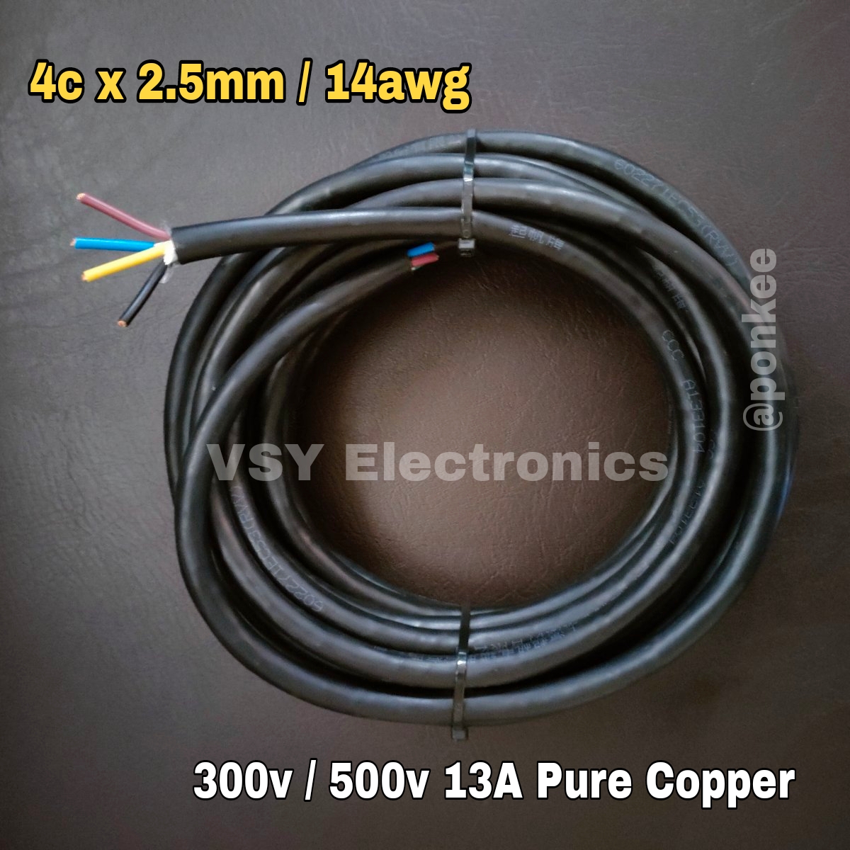 4c x 2.5mm / 14awg / awg14 Multi Core Royal Cable Electrical Wire 300v ...