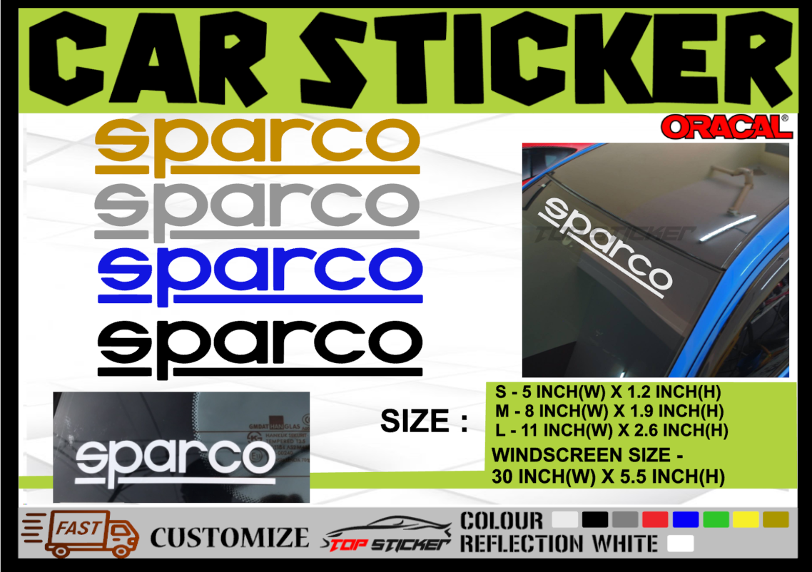 SPARCO CAR STICKER AKSESORI KERETA STICKERS WINDSCREEN STICKER | Lazada