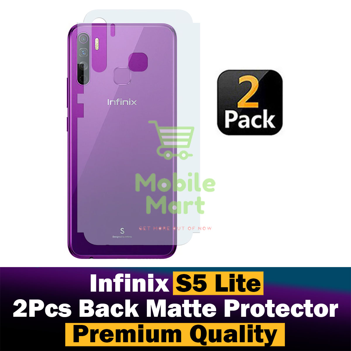 Infinix S5 Lite Back Protector Carbon Fiber Matte Soft Skin Sheet For ...